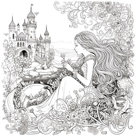 Rapunzel Und Blumen Kostenloses Ausmalbild