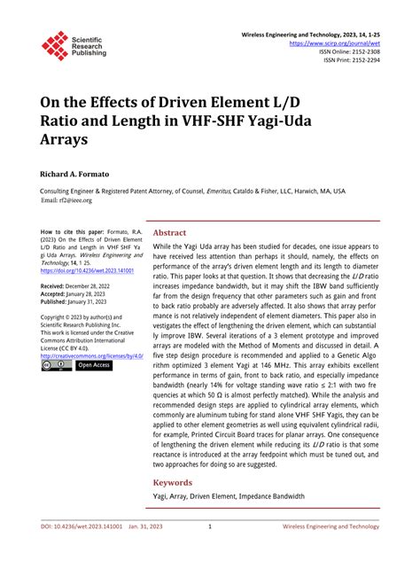 pdf on the effects of driven element l d ratio and length in vhf shf