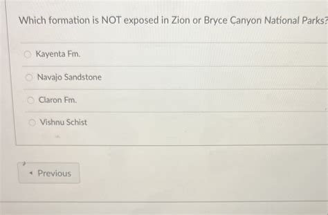 [solved] which formation is not exposed in zion or bryce canyon