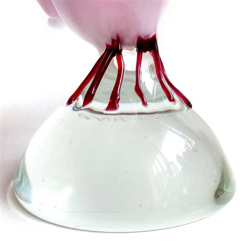 Archimede Seguso Murano Pink White Italian Art Glass Owl Sculpture