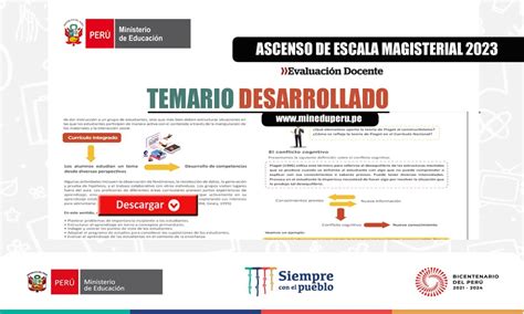 TEMARIO DESARROLLADO Ascenso De Escala Magisterial 2023 Ministerio