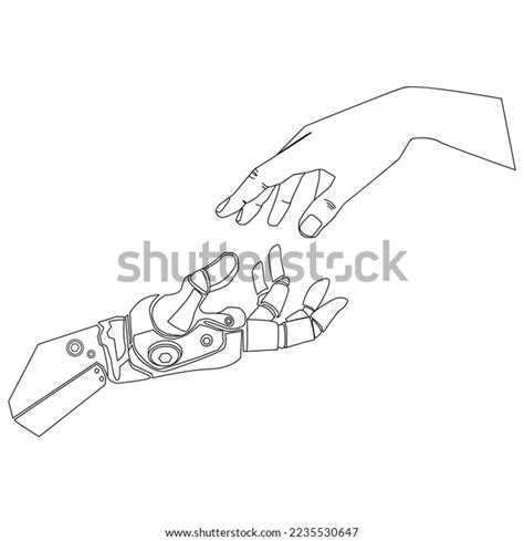bionic robotic hand human hand touch stock vector royalty free