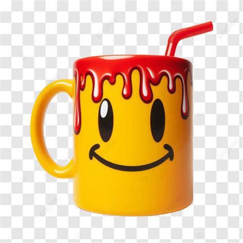 빨간색 빨대가 달린 노란색 이모티콘 머그컵 찻잔 커피 머그 종이컵이나 머그잔 Png 일러스트 및 이미지 에 대한 무료 다운로드 Pngtree