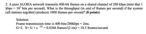 Solved A Pure Aloha Network Transmits Bit Frames On A Chegg