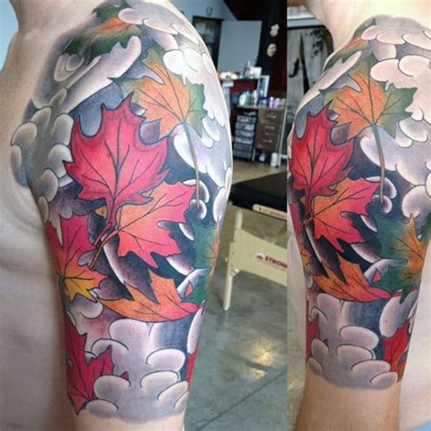 Traditional Japanese Maple Leaves Tattoo