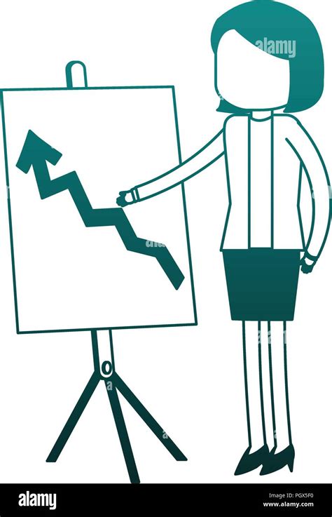 Businesswoman Showing Statistics Blue Lines Stock Vector Image And Art