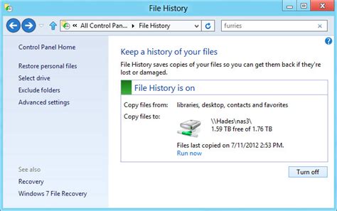 The New Backup And Data Recovery File History Feature In Microsoft
