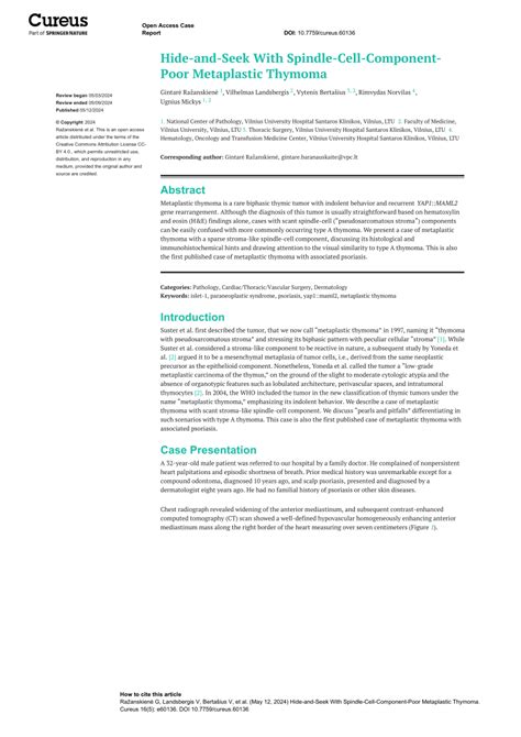 Pdf Hide And Seek With Spindle Cell Component Poor Metaplastic Thymoma
