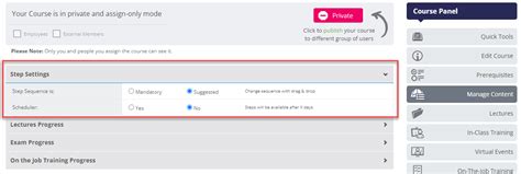 configuring the sequence of the steps in a course schoox