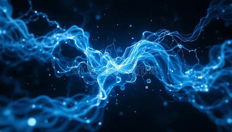 Abstract Blue Energy Flow Dynamic Light Trails Glowing Particles Stock Illustration