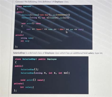 Solved Consider The Following Class Definition Of Employee