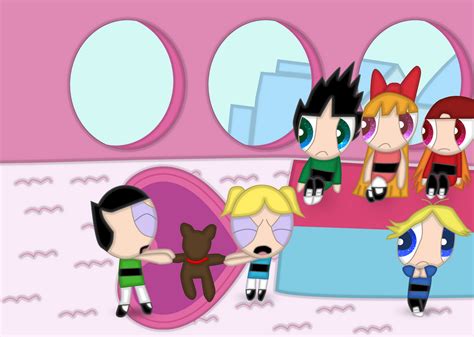 Bubbles And Buttercup Fighting Over A Teddy Bear By Kayalovesu On