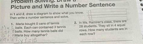 Solved Probiem Solving Draw à Picture and Write a Number Sentence In