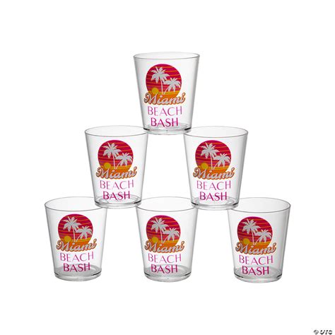 Miami Beach Bash Disposable Plastic Shot Glasses 12 Pc Oriental