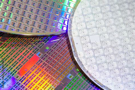 A Pattern Of Microprocessor Circuits On A Silicon Wafer The