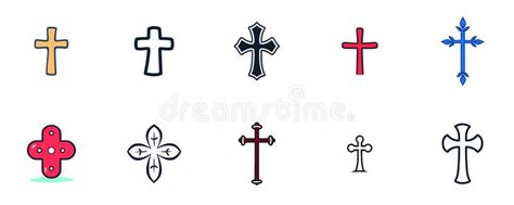 Cross Array Symbolism In Various Styles And Colors Stock Vector Illustration Of Black Classic