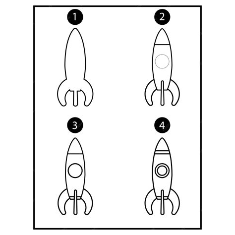Premium Vector How To Draw Step By Step Space Rocket Vector
