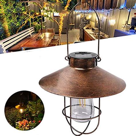 Solar Lantern Outdoor Hanging Waterproof Solar Garden Lantern Lights With Hat Decorative For