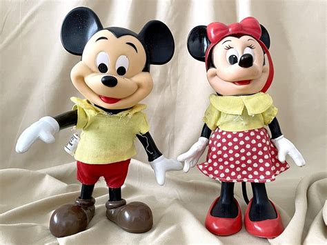 Vintage 60s Dakin Disney Mickey Minnie Mouse Rubber Figurine Dolls