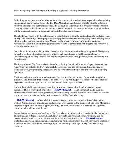Big Data Marketing Dissertation Pdf Big Data Data