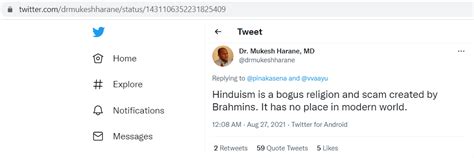 Dr Mukesh Harane Maligns Hinduism Calling It A Scam By Brahmins That