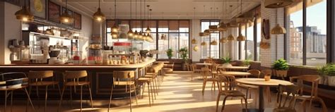 Premium Ai Image 3d Render Cafe Restaurant