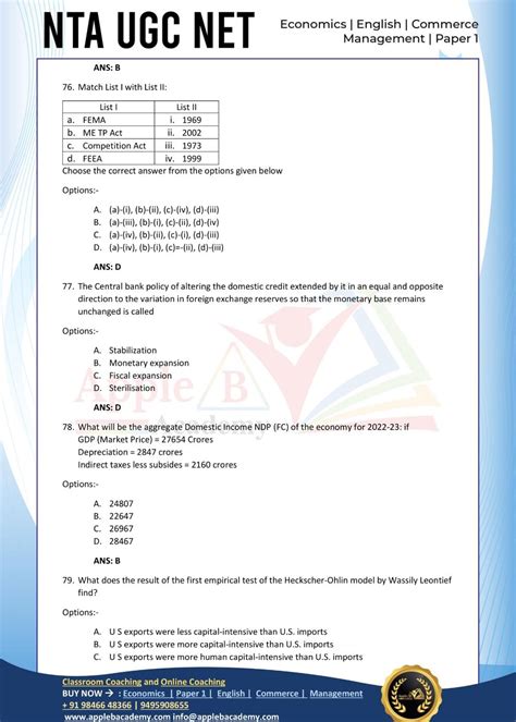 Nta Ugc Net Economics December 2021 And June 2022 Question Paper And Answer Key Apple B Ugc Net