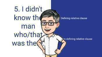 Defining VS Non Defining Relative Clauses Quiz Questions With Answer Key