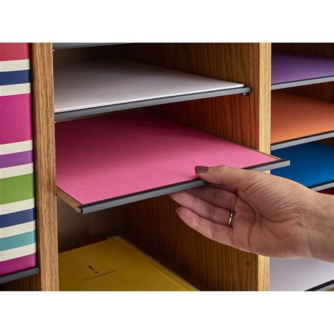 Safco Medium Oak 36 Compartment Wood Adjustable File Organizer Light Brown Bush Furniture