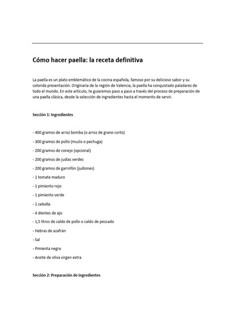 Reseta Definitiva De Paella Pdf Alimentos Cocinando