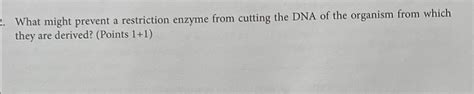 Solved What Might Prevent A Restriction Enzyme From Cutting