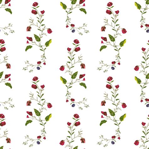 Premium Vector Floral Seamless Vector Illustration Pattern Isolated On White Background