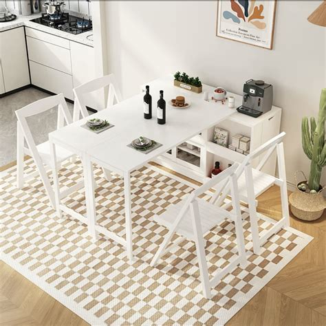 Mesa De Comedor Multifunción Plegable Y Expandible Con Almacenamiento