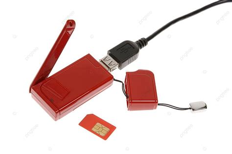 白い背景にusb ケーブルで接続された赤いモデムが特徴です 写真 無料ダウンロードのための画像 Pngtree