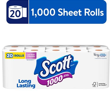 Scott 1000 Toilet Paper 20 Rolls 1000 Sheets Per Roll Walmart