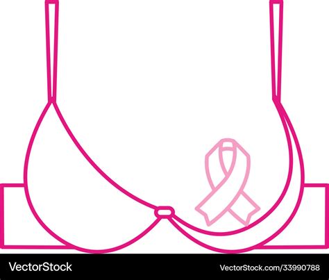 Breast Cancer Awareness Month Pink Ribbon On Bra Vector Image