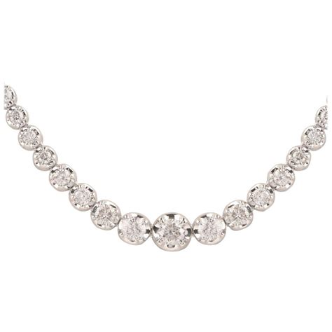 Tjd 400 Carat Graduated Diamond 14 Karat White Gold Sparkling Tennis