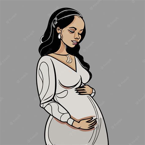 Premium Vector Pregnant Mother Illustration In Elegant Line Art Style