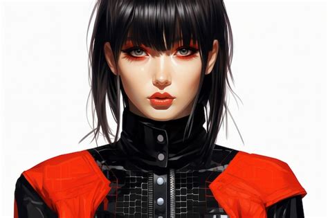 Premium Ai Image An Illustration Of A Woman With Black Hair And Red