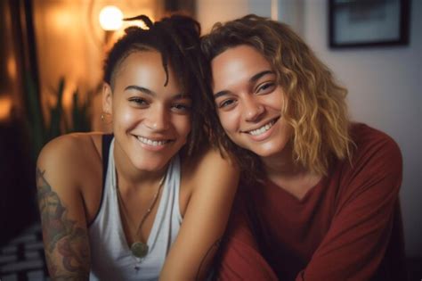 Premium Ai Image Lovely Lesbian Couple Having A Good Time Practicing