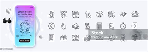Calculator Budget Accounting 및 웹 앱용 Circle Area Line Icons 픽토그램 아이콘 벡터