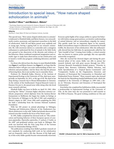 Pdf Introduction To Special Issue How Nature Shaped Echolocation In