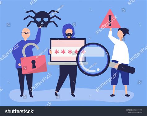 Character Illustration People Cyber Crime Icons Stock Vector Royalty