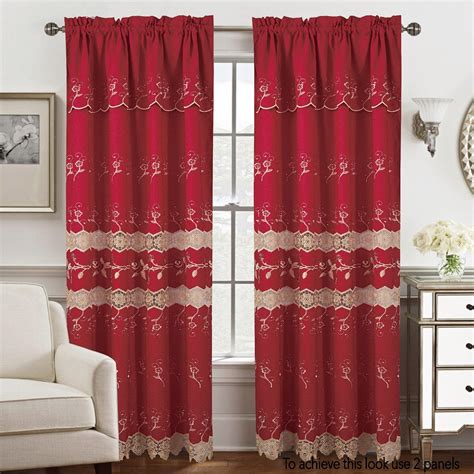 Malaika Embroidered Jacquard Macrame Window Panel With Valance