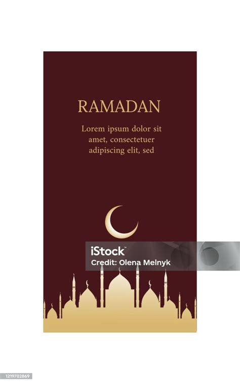 초승달과 모스크 돔 실루엣 라마단 카림 수직 배너 인사말 카드 포스터 및 바우처에 대한 벡터 일러스트레이션 텍스트에 배치합니다 0명에 대한 스톡 벡터 아트 및 기타 이미지