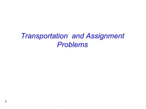 Transportation And Assignment Problems Operations Research Pdf