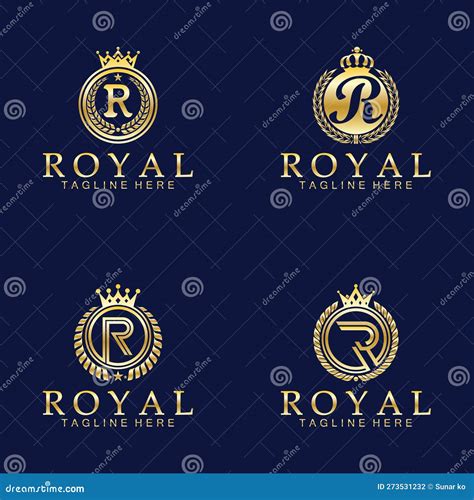 R Initial Royal Crown Logo Royal King Queen Luxury Symbol Stock