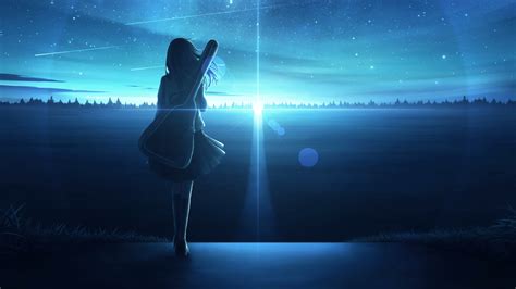 1920x1080 Resolution Lonely Anime Girl In Sunset 1080p Laptop Full Hd