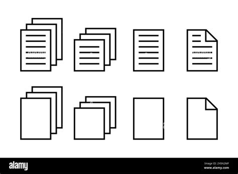 Document Icons Set Paper Sheet Symbols Simple Line Illustrations Vector Graphic Stock Vector