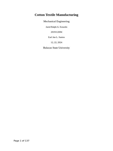 Mip Main Project Pdf Textiles Cotton